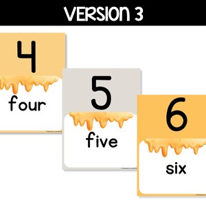 Bee Themed Number Posters for Classroom Decor, Spanish Version Included ...