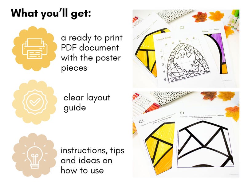 Collaborative Poster Stained Glass Ghost Halloween Classroom Art ...