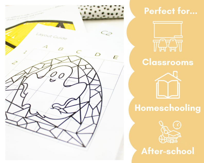 Collaborative Poster Stained Glass Ghost Halloween Classroom Art ...