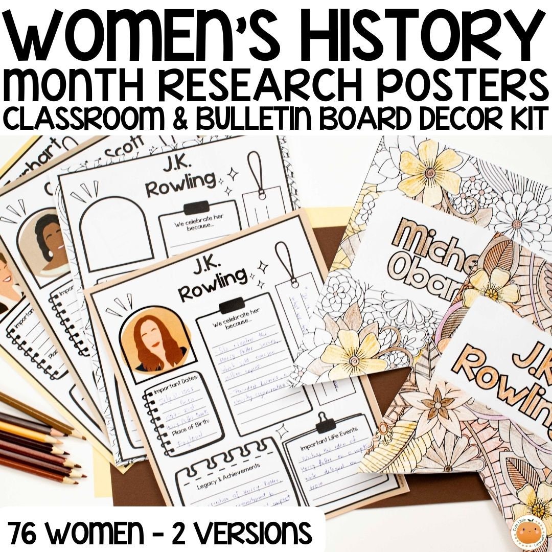Women's History Month Research Posters and Relaxing Coloring Activity ...