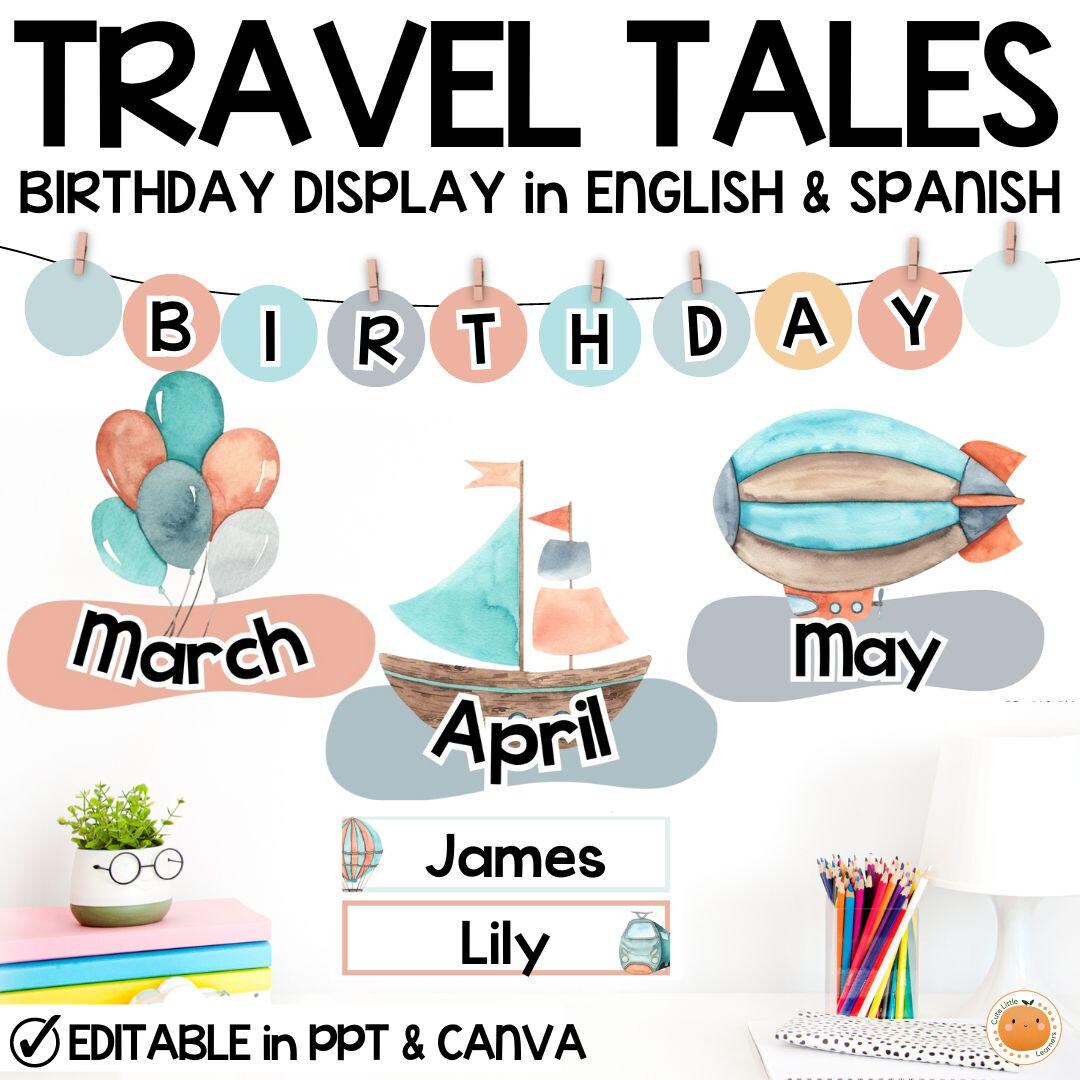 Birthday Display Travel and Adventure Themed, Editable Birthday ...