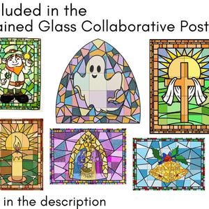 Collaborative Poster Stained Glass Ghost Halloween Classroom Art ...