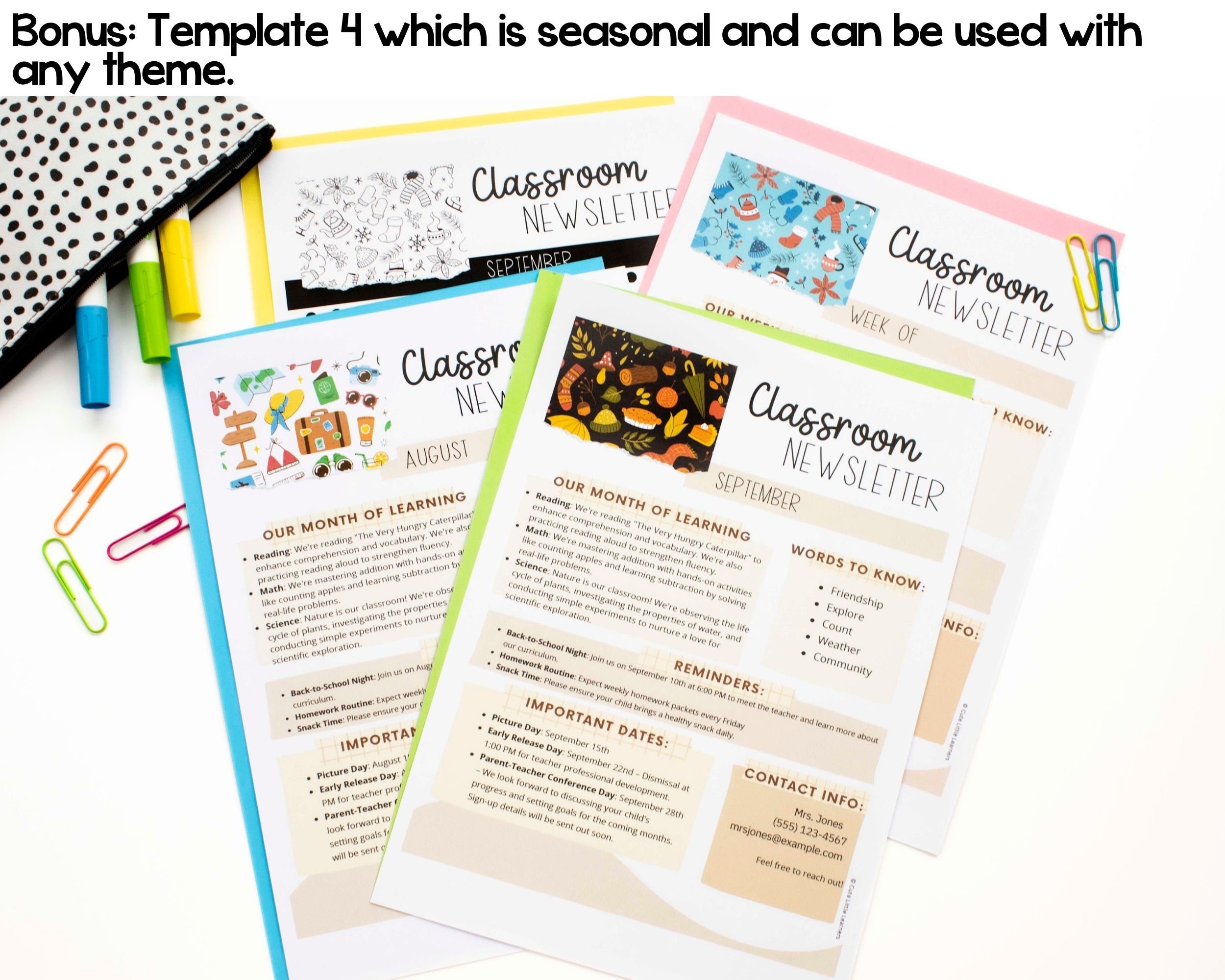 Editable Classroom Newsletter Templates Fun Circus Themed, Weekly ...