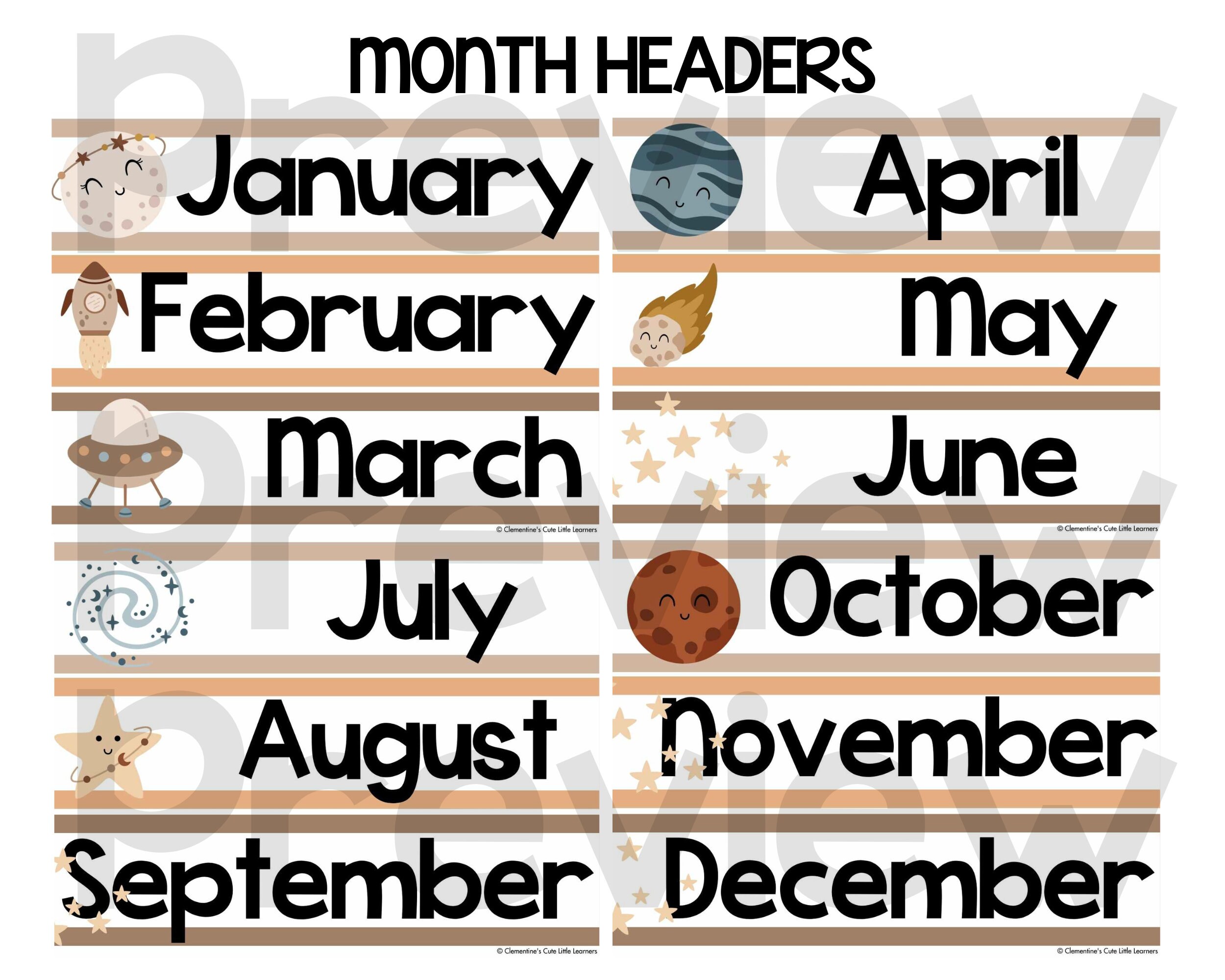 Classroom Calendar Boho Space Themed Back to School Bulletin - Etsy