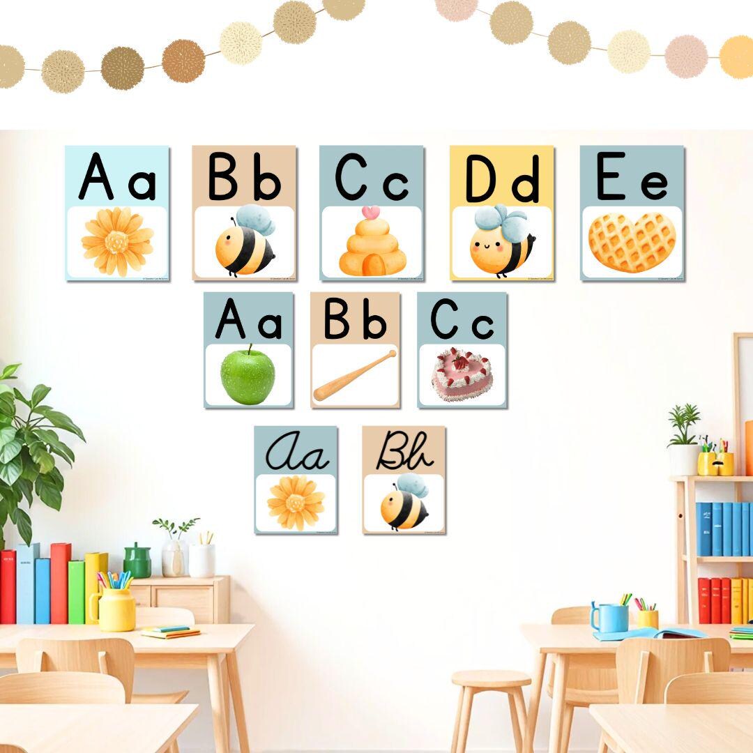 Bee Themed Alphabet Posters - Large Format for Classroom Use & Bulletin ...