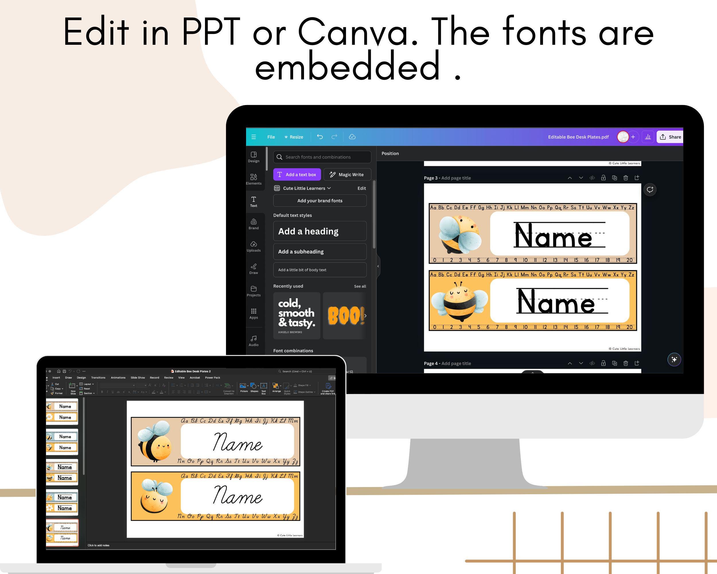 Busy Bees Desk Name Tags | Editable Classroom Labels for Student Desks ...