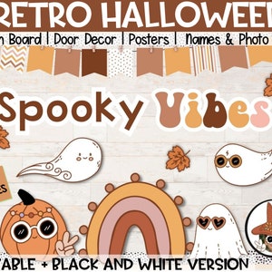 Retro Groovy Halloween Classroom Decor and Bulletin Board Kit Editable ...