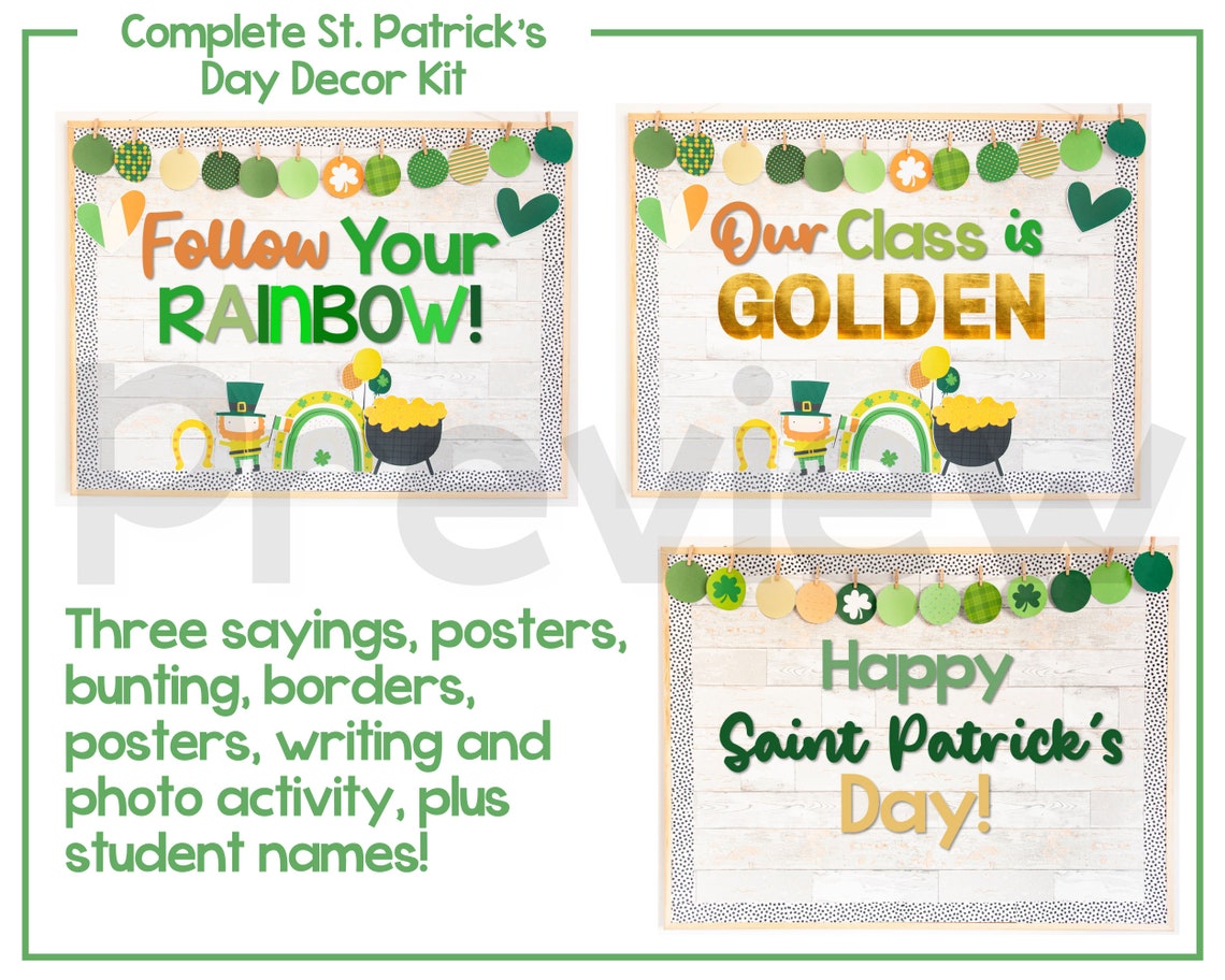 St. Patrick's Day Lucky Leprechaun Bulletin Board & - Etsy