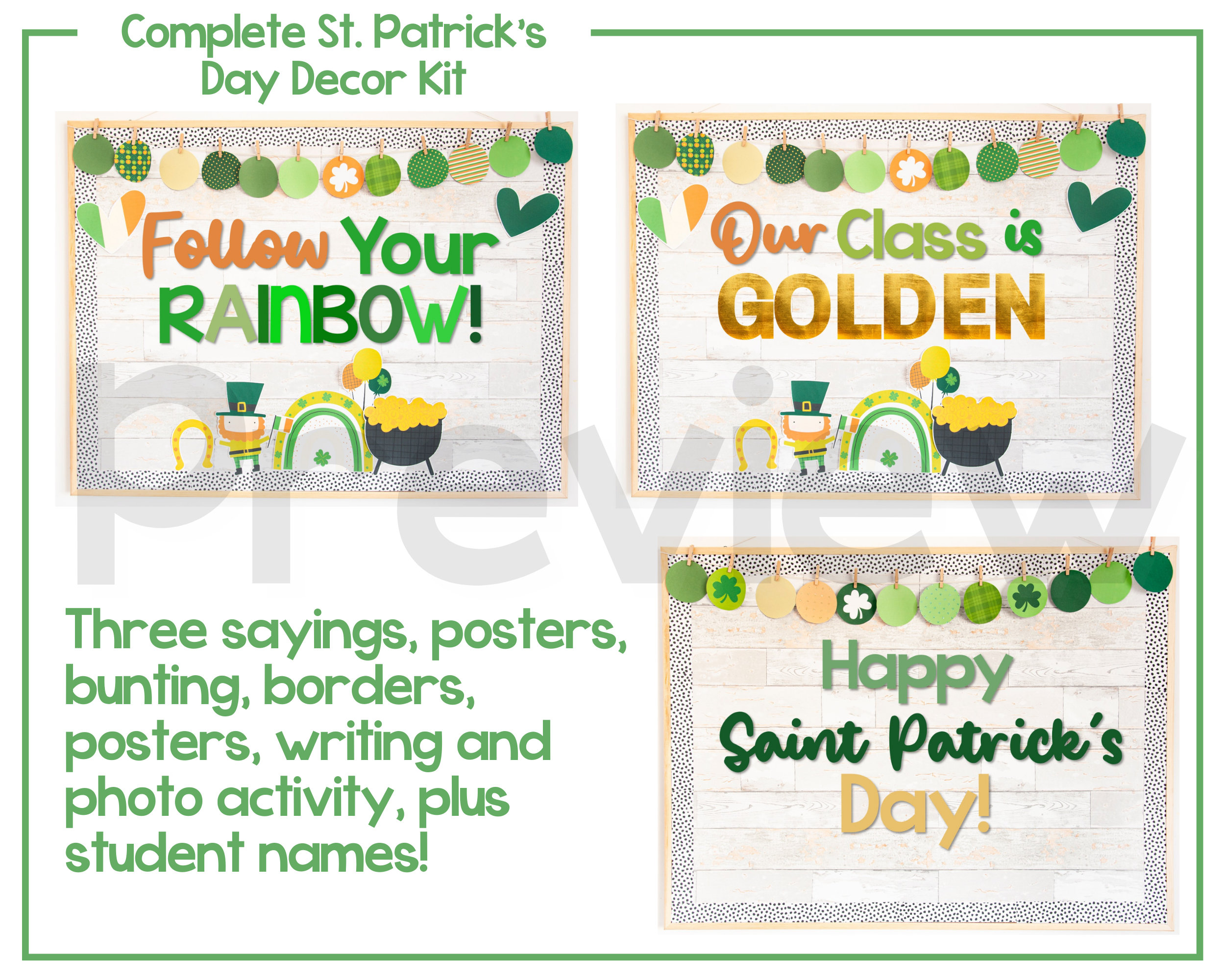 St. Patrick's Day Lucky Leprechaun Bulletin Board & - Etsy