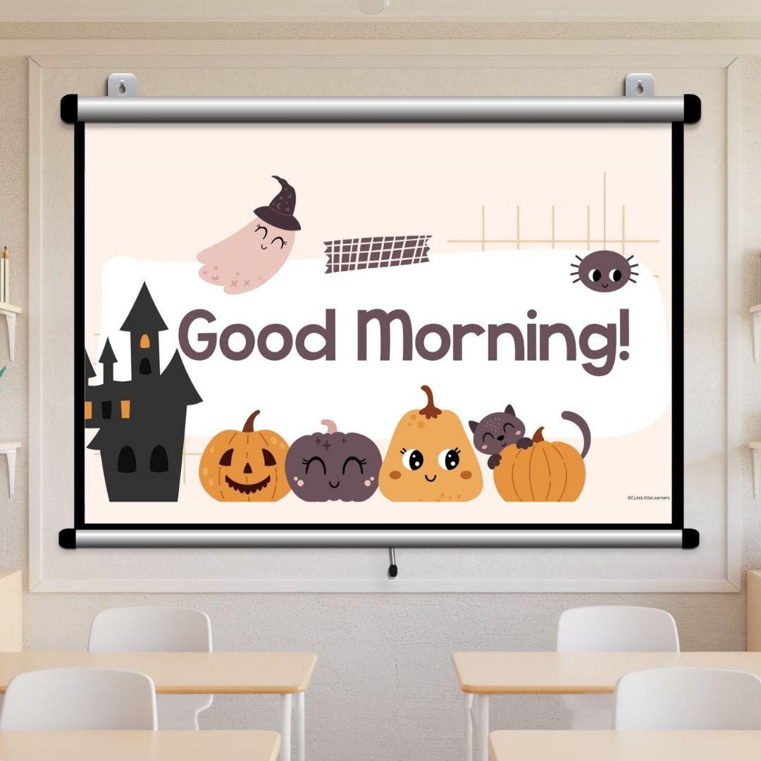 Halloween Themed Daily Classroom Slide Templates With Timers, Centers ...