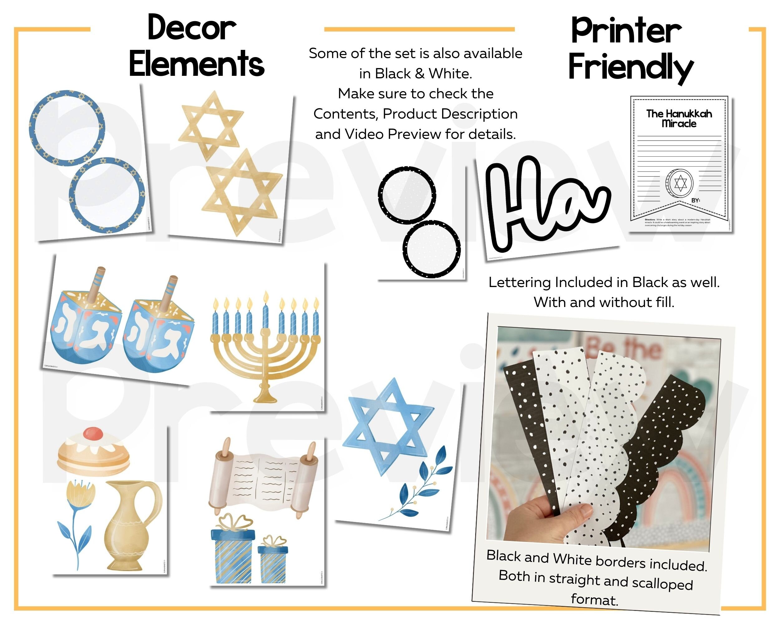 Hanukkah Classroom Decor, Door Decor & Bulletin Board, Writing Prompts ...