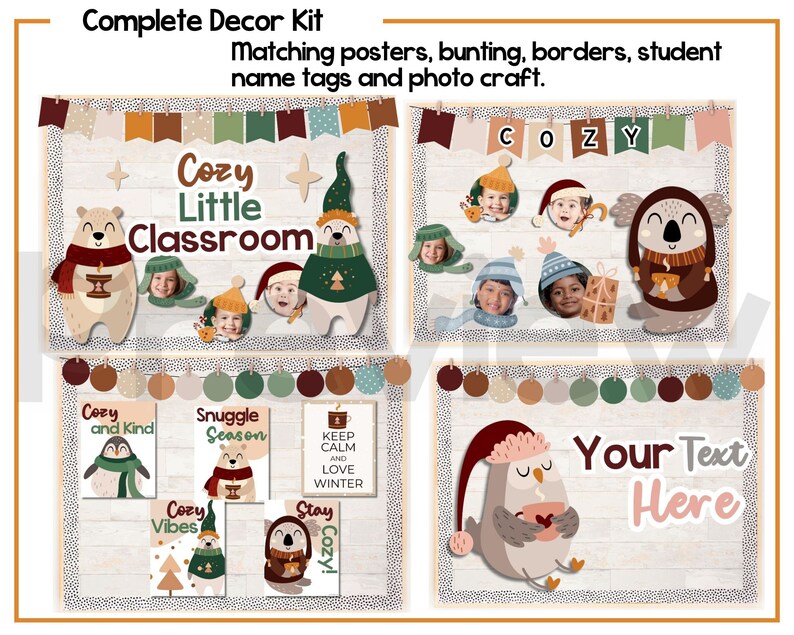 Winter Bulletin Board Kit - Cozy Classroom Decor & Photo Craft ...