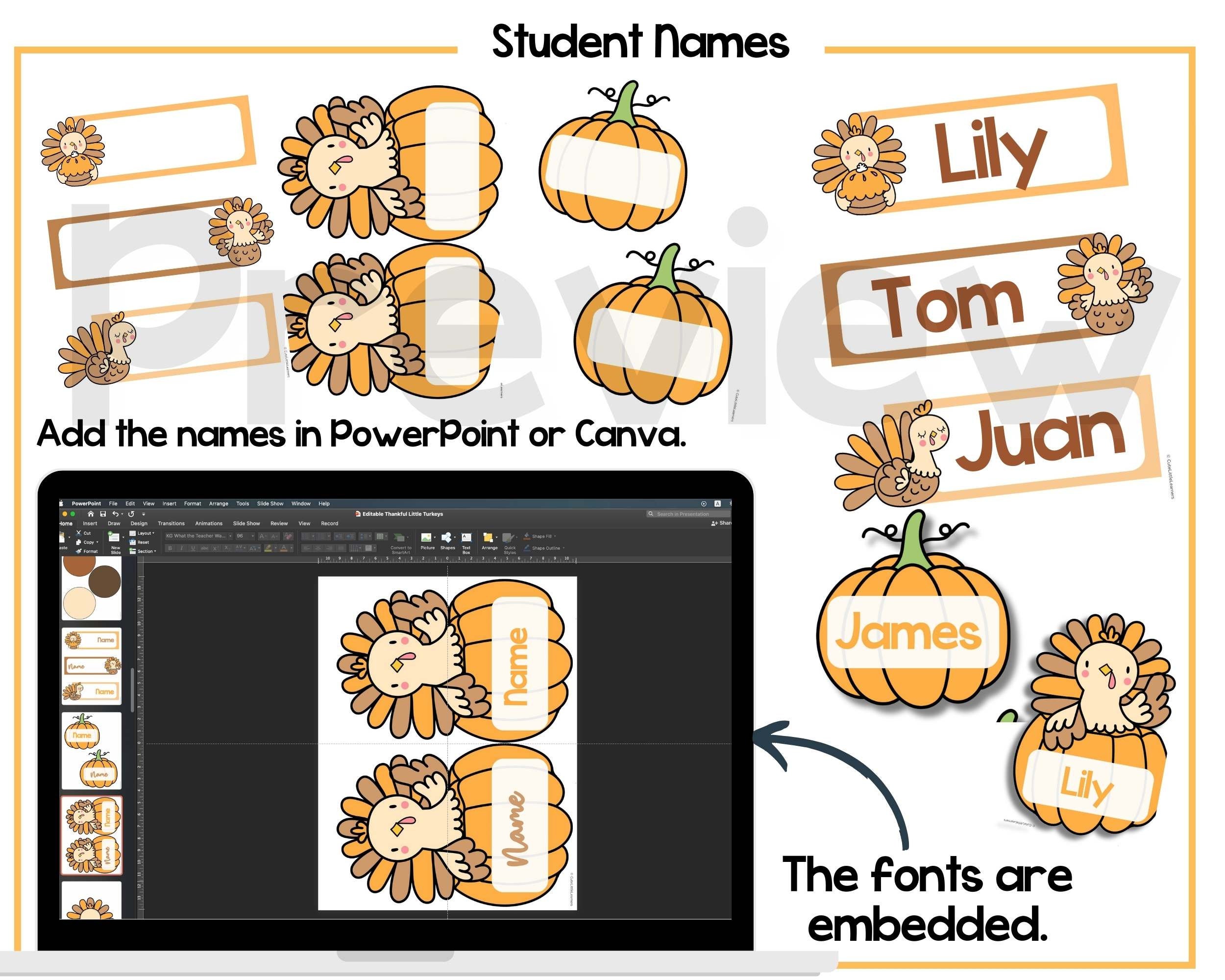 Thanksgiving Little Turkeys Bulletin Board, Printable Classroom Kit ...
