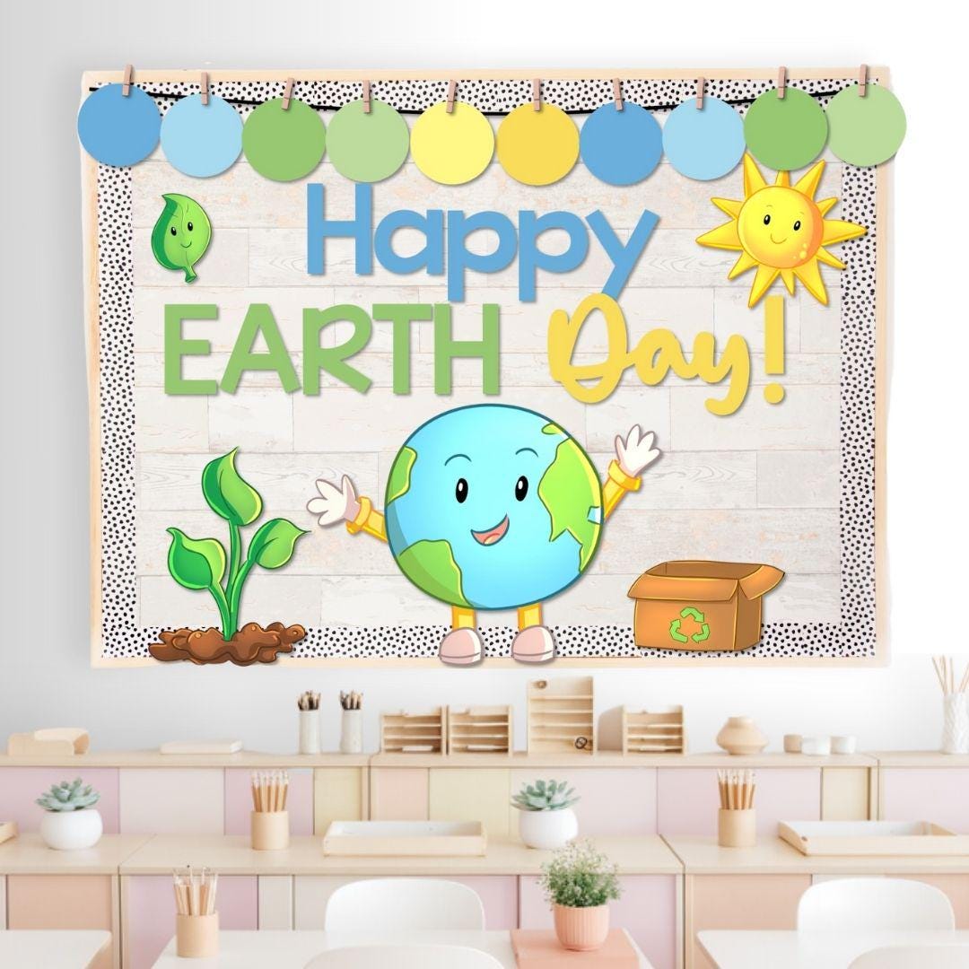 Earth Day Cute Kids Bulletin Board & Classroom Decor + Editable ...