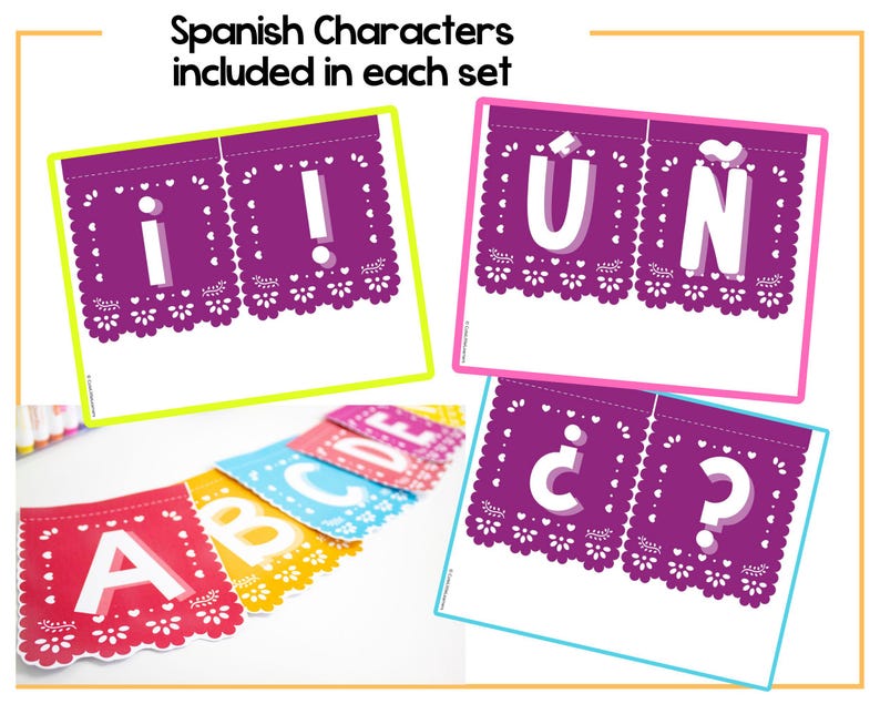 Papel Picado Bulletin Board Letters | Bilingual Decor Cinco De Mayo ...