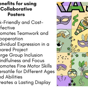 Mardi Gras Collaborative Poster for Kids - Printable Coloring Poster ...