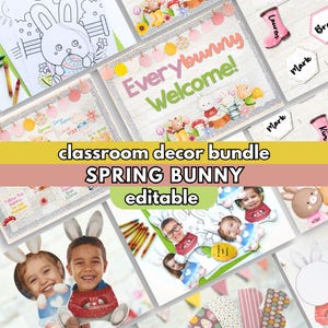 Spring Bunny Classroom Decor Bundle - Easter Bulletin Board, Posters ...