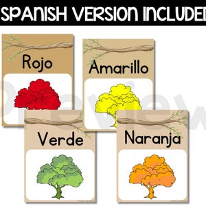 Woodland Friends Themed Color Posters English & Spanish for Classroom ...