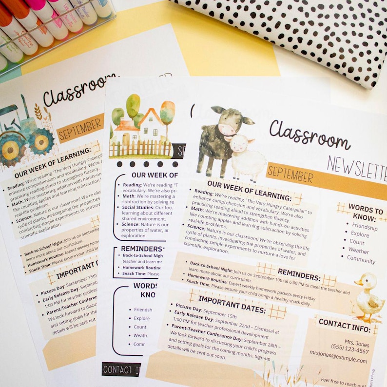 Calm Farm Classroom Newsletter Templates | Editable Weekly and Monthly ...