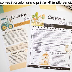 Calm Farm Editable Classroom Newsletter Templates, Weekly & Monthly ...