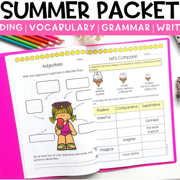 Summer Grammar Worksheets - Etsy