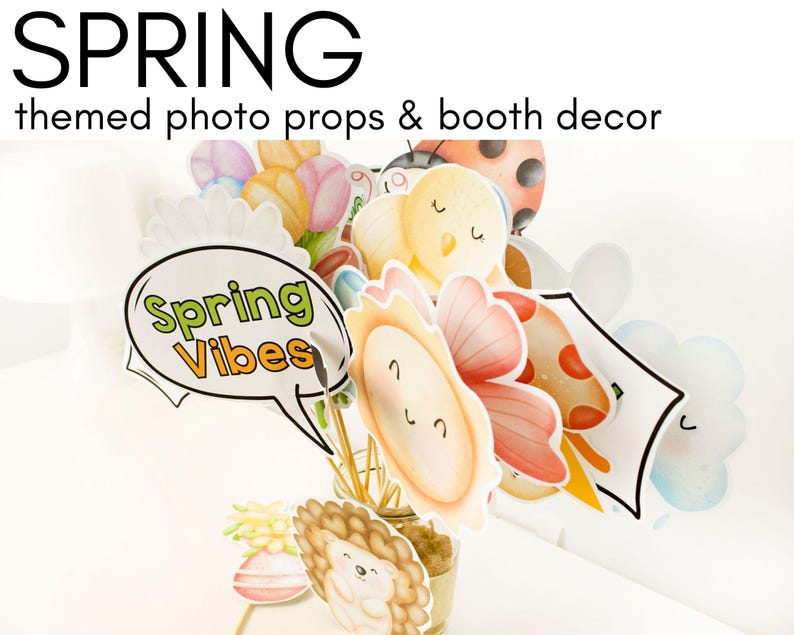 Spring Photo Booth Props: Classroom Decor & Bulletin Board (printable ...