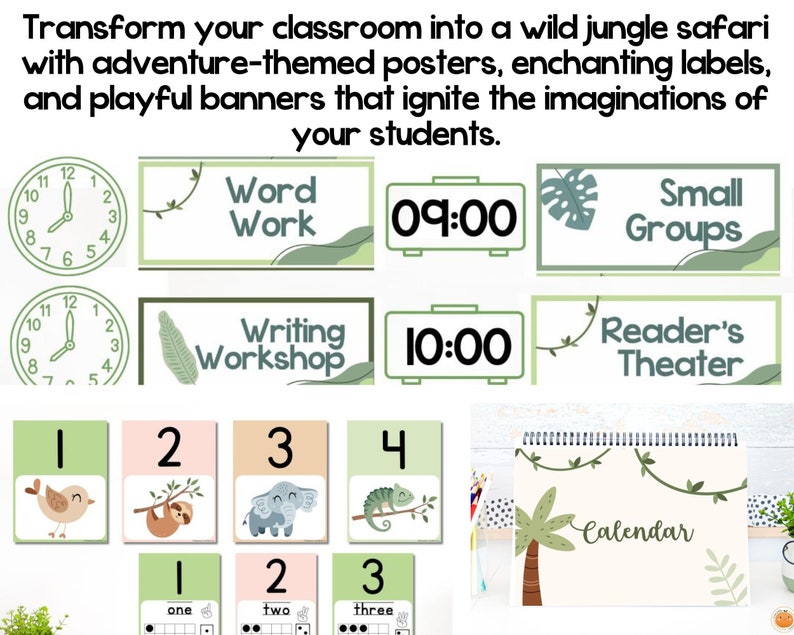 Jungle Safari Editable Classroom Decor Bundle, Bulletin Boards, Back to ...