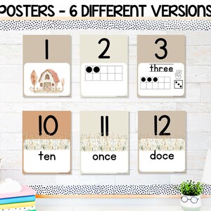 Farm Themed Number Posters for Classroom Decor, Spanish Version ...