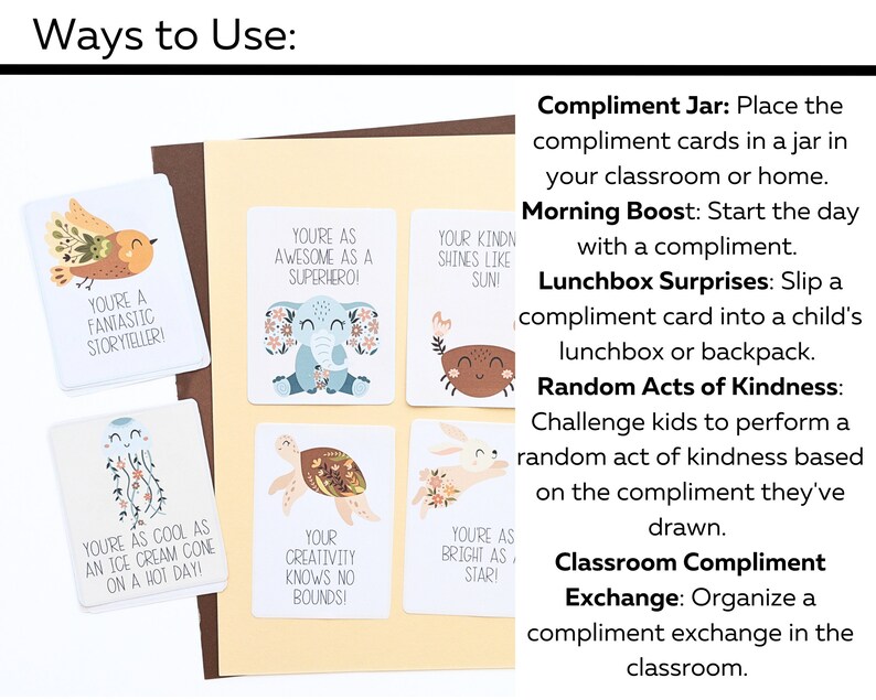 Editable Compliment Cards – Animal and Wildflower Kindness Notes for ...