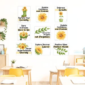 Sunflowers Growth Mindset Posters - Motivational Notes, Social ...