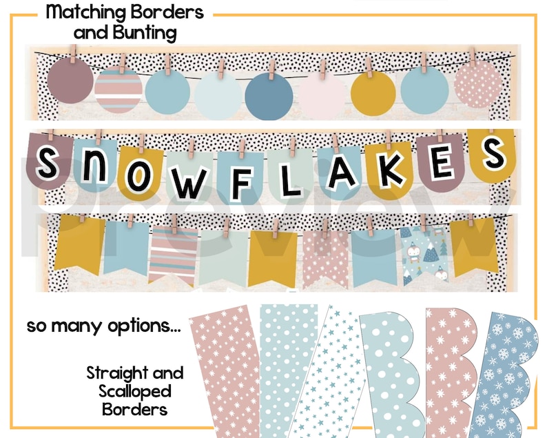 Snowflake Winter Bulletin Board & Classroom Decor Kit Editable Being ...