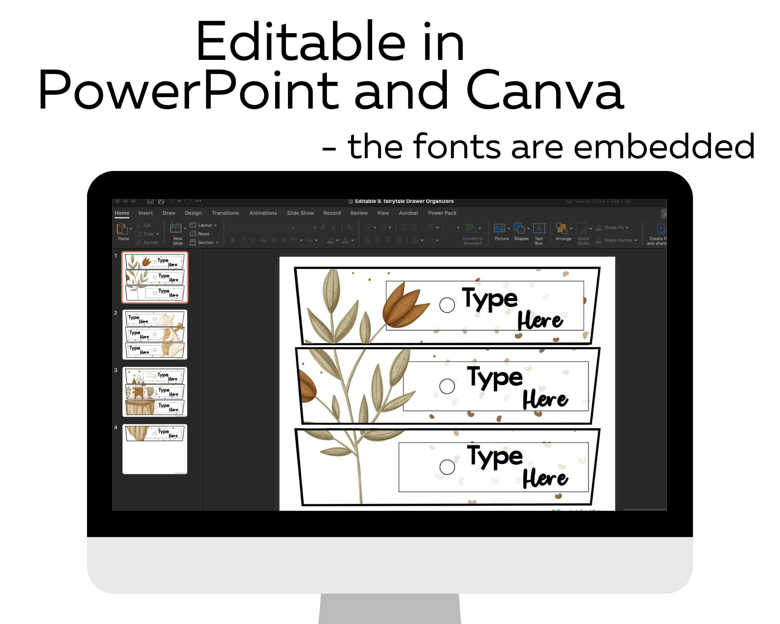 Editable 10 Drawer Rolling Cart Labels Set Faiytale Themed Editable ...