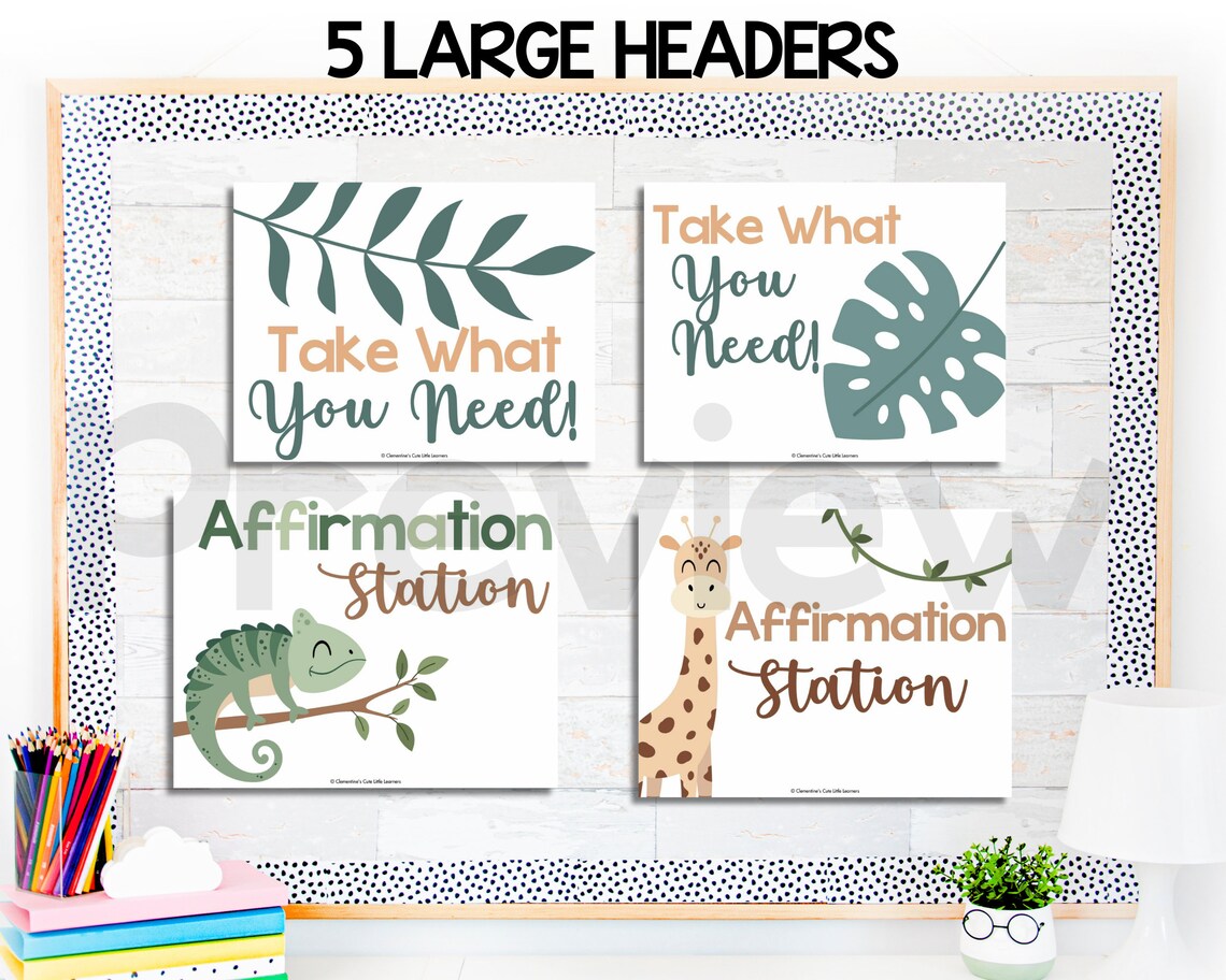 Affirmation Station - Jungle Safari Themed Editable Motivational & Self ...