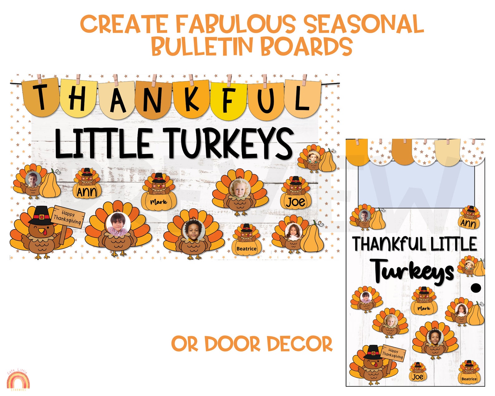 Thanksgiving Little Turkeys Bulletin Board & Classroom Decor - Etsy