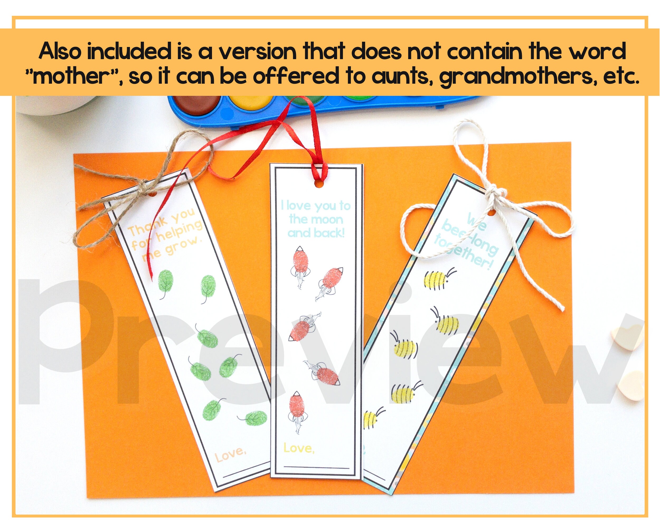 Mother's Day Craft Fingerprint Bookmarks, Print-and-go Templates in ...