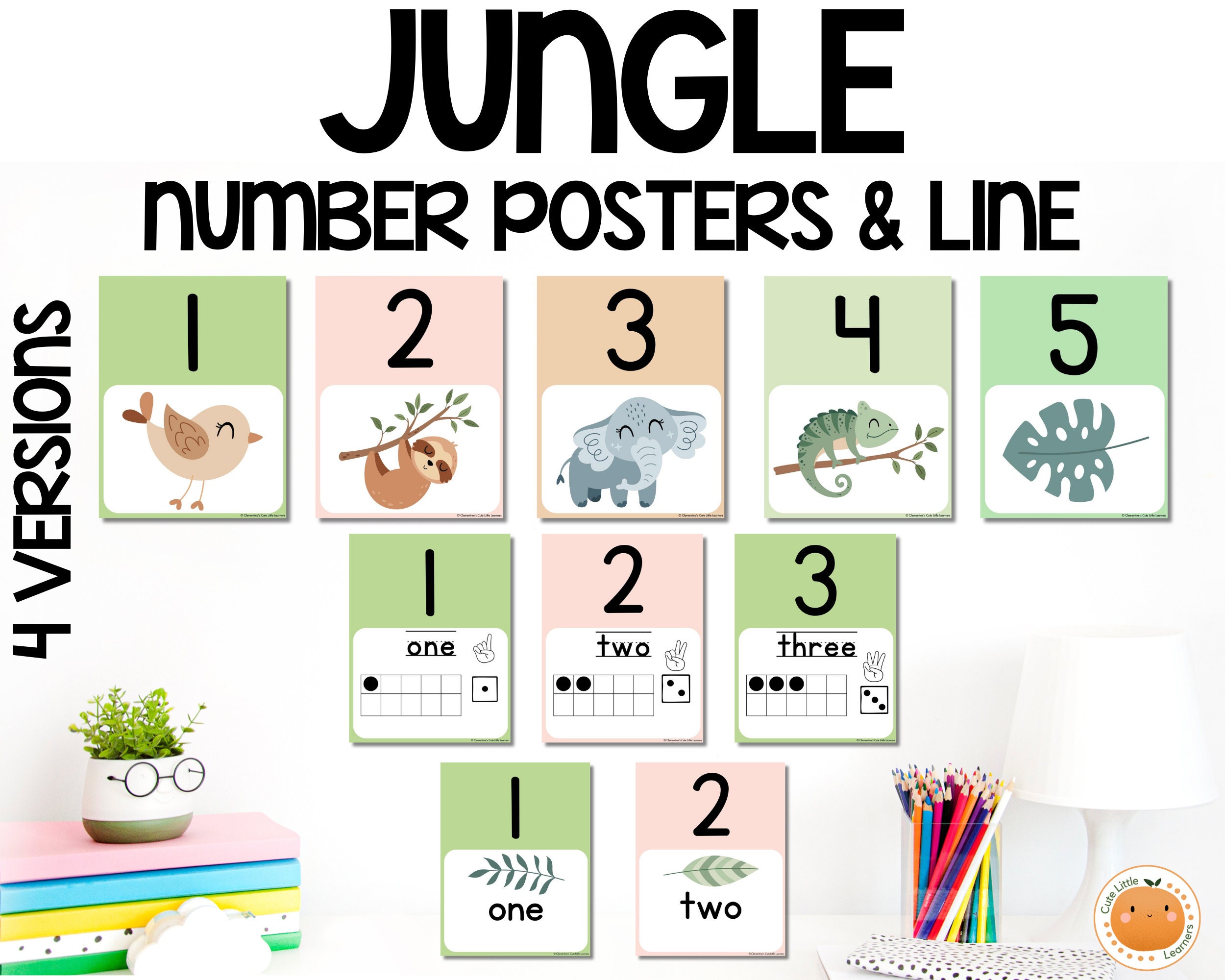 Jungle-safari Themed Number Posters for Bulletin Boards & - Etsy