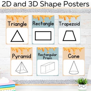 Bee Themed 2D & 3D Shape Posters for Classroom Decor and Bulletin Board ...