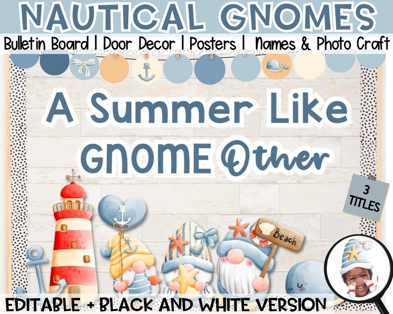 End of Year / Summer Fun Nautical Gnomes Bulletin Board & - Etsy