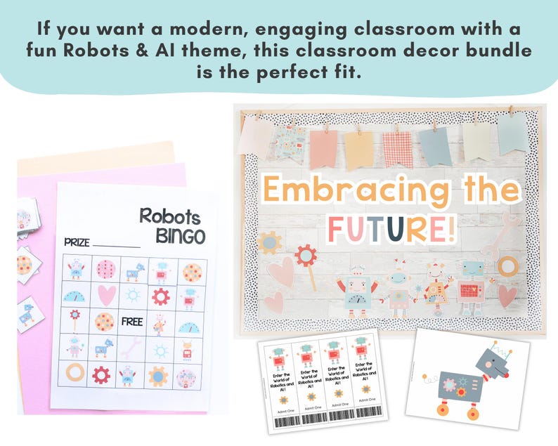 Robot Classroom Decor Bundle, Editable Bulletin Board Idea, Easy ...