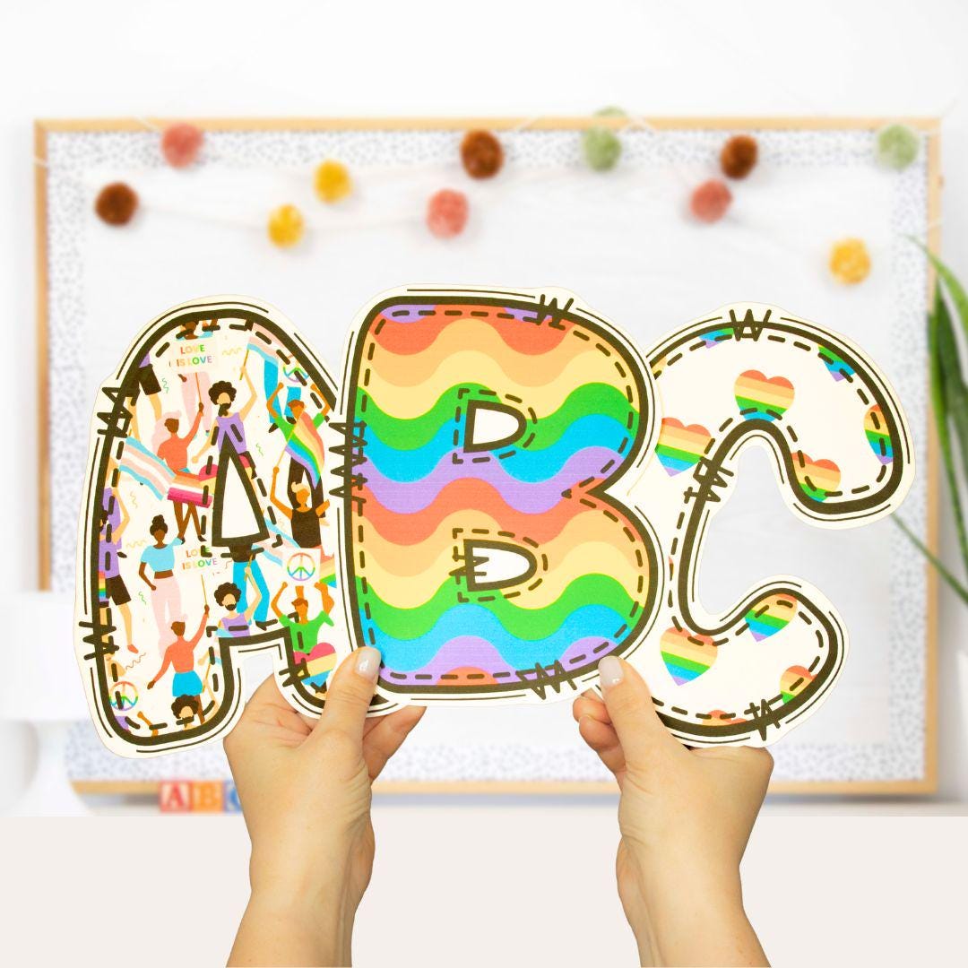 Pride Bulletin Board Letters and Numbers | LGBTQIA Classroom Door Decor ...