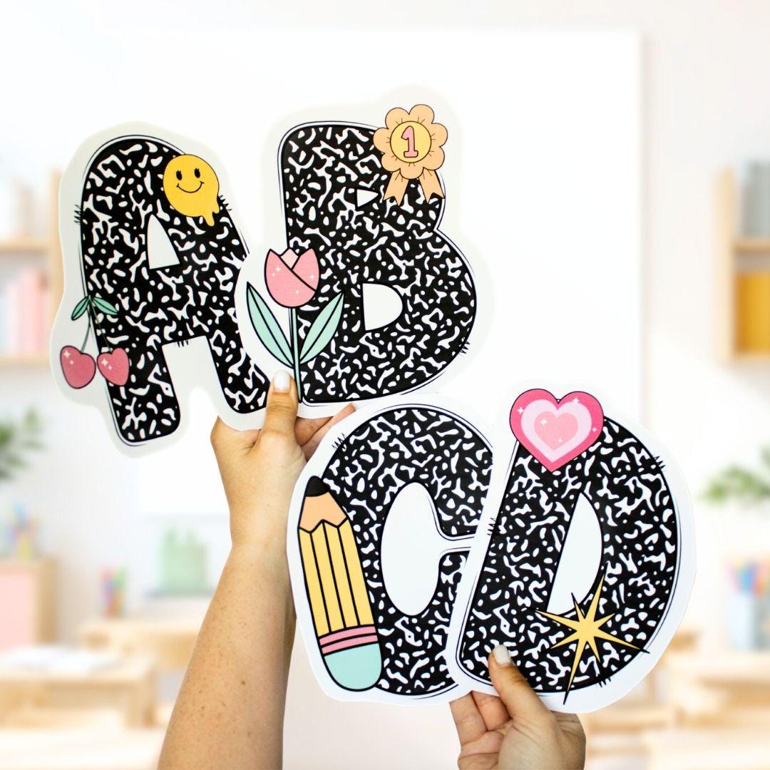 Printable Black Composition Notebook Letters & Numbers - Back to School ...
