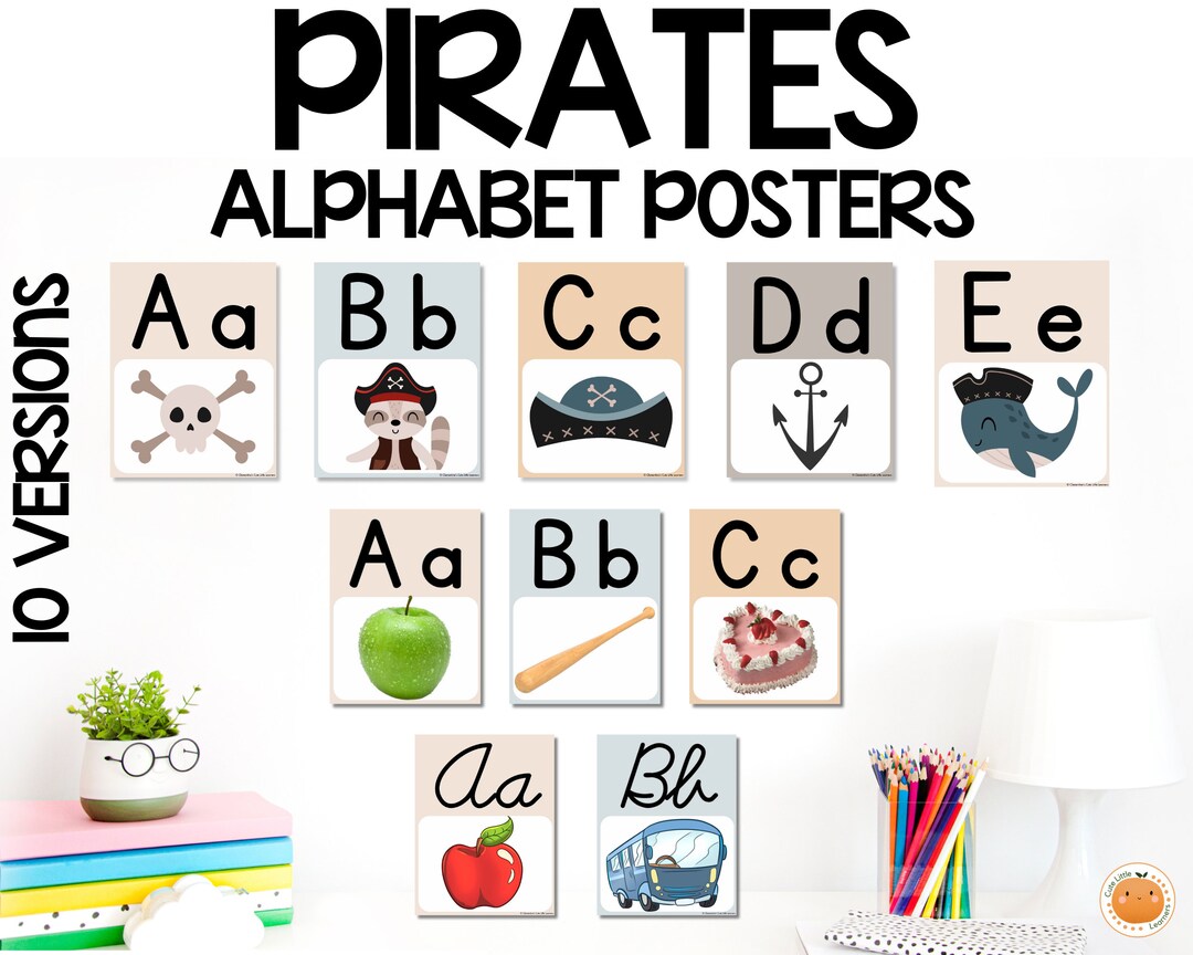 Alphabet Posters Pirates Themed Primary Cursive & - Etsy