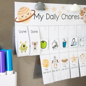 Printable Boho Space Chore Chart, Editable Visual Schedule & Chore ...