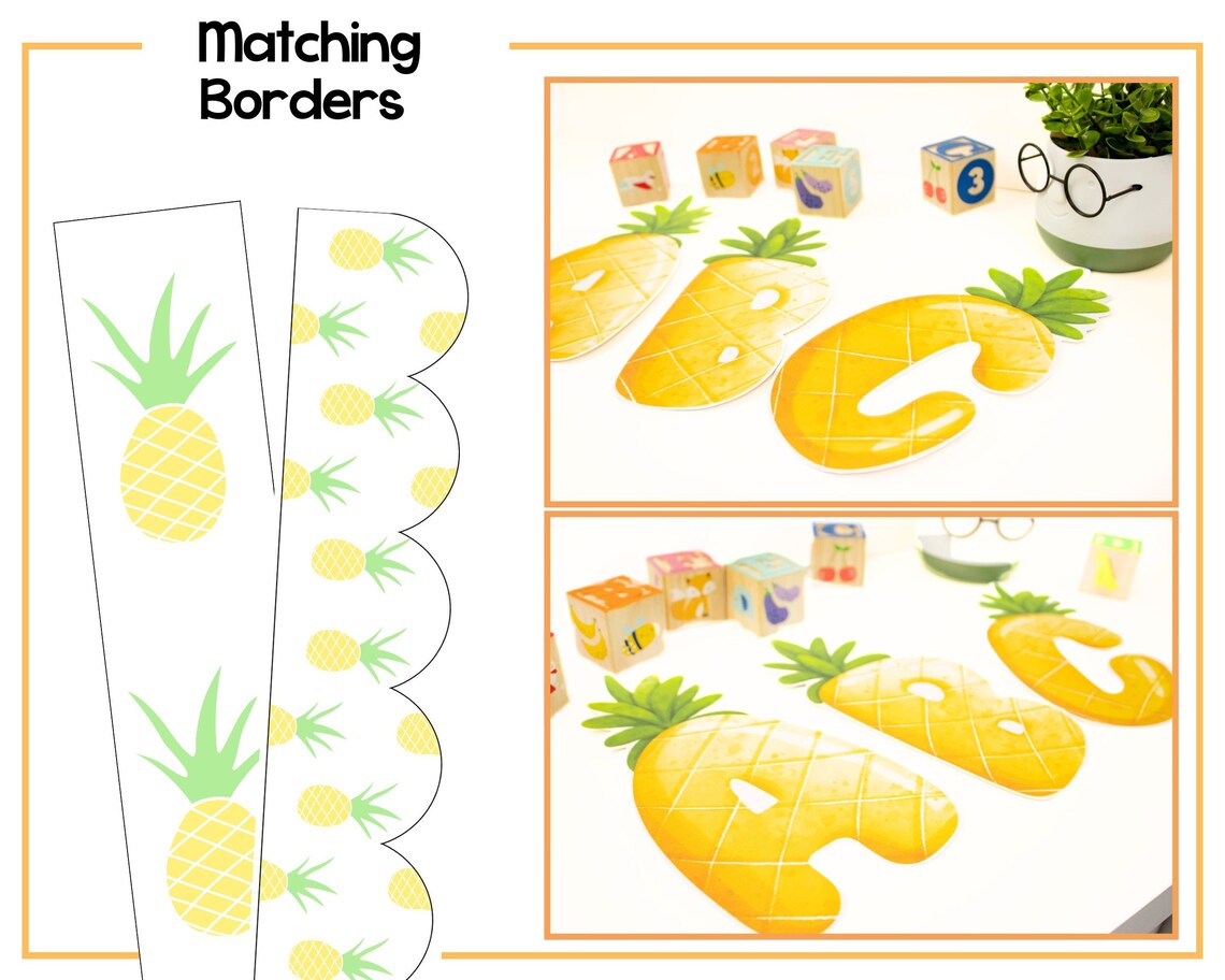 Pineapple Letters & Numbers for Bulletin Board / Classroom and Door ...
