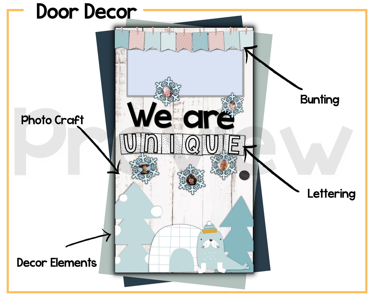 Snowflake Winter Bulletin Board & Classroom Decor Kit Editable Being ...