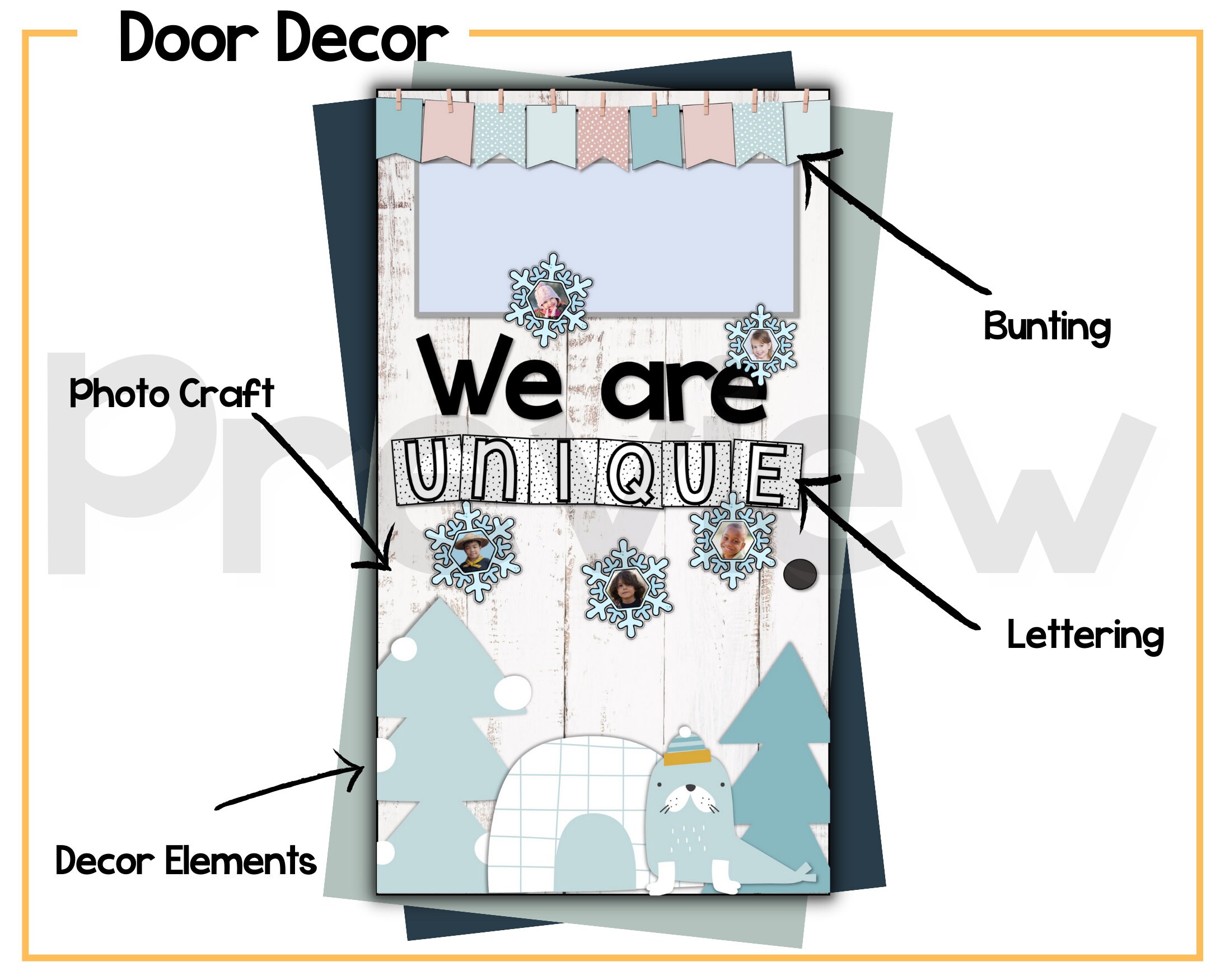 Snowflake Winter Bulletin Board & Classroom Decor Kit Editable Being ...