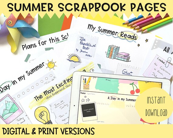 Printable Summer Scrapbook Pages for Kids Fun Summer - Etsy