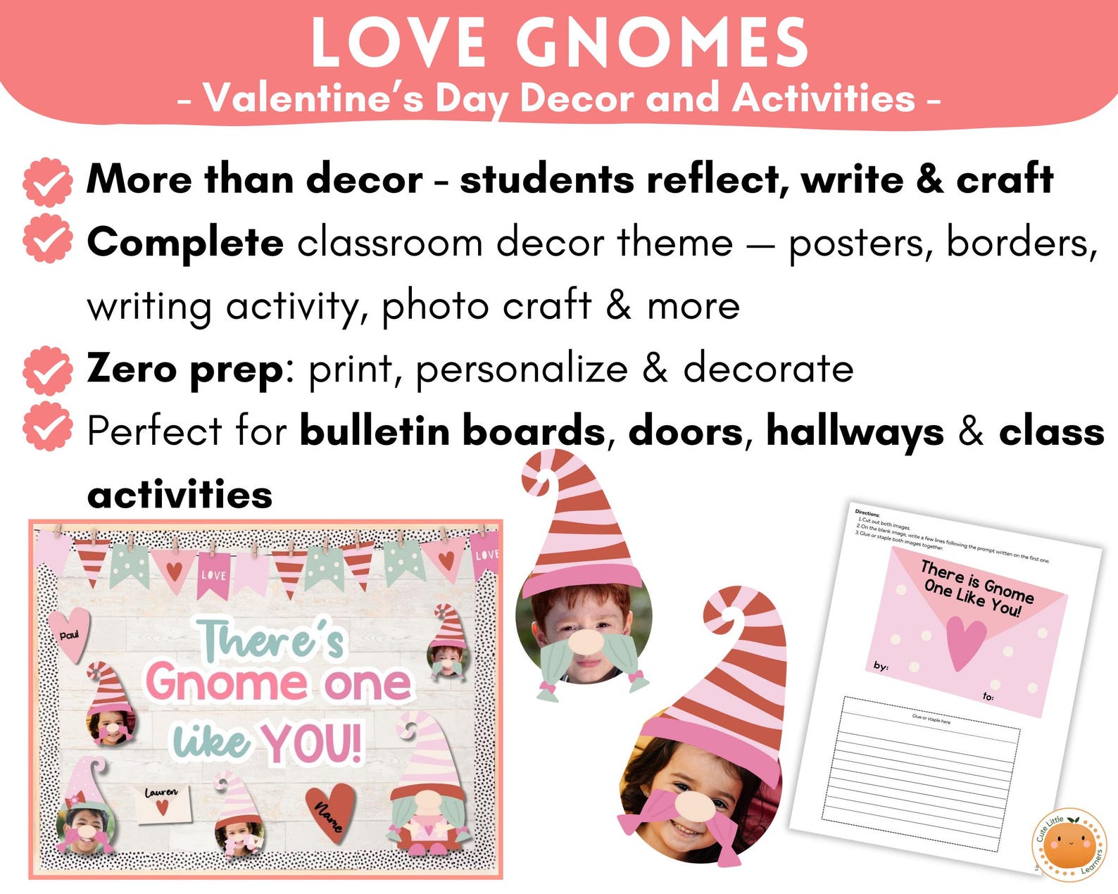 Valentine's Day Bulletin Board and Door Decor, Gnome Theme, Photo Craft ...
