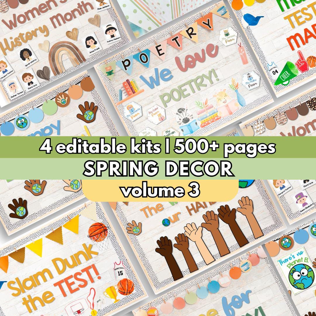 Spring Classroom Decor Kits Bundle - Women's History Month, Earth Day ...