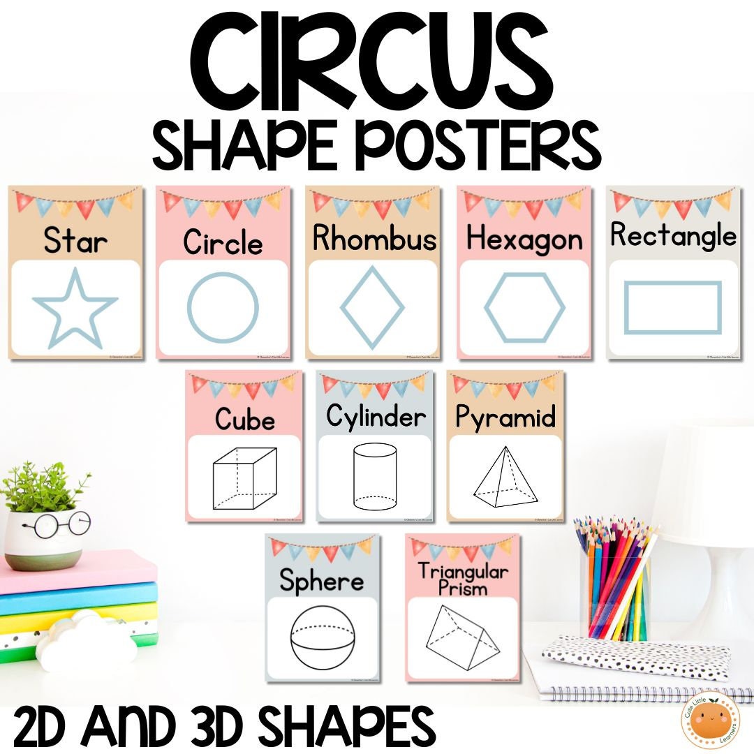 Circus Themed 2D and 3D Shape Posters for Bulletin Boards and Back to ...